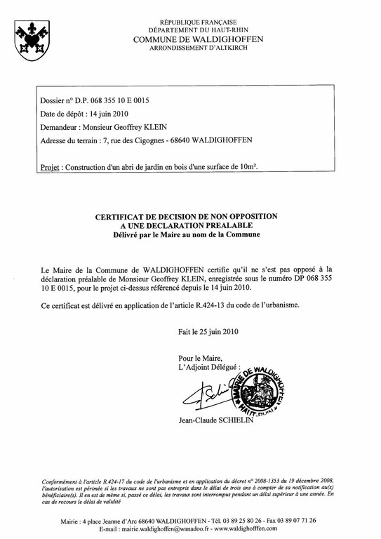 Non-opposition à une déclaration préalable - DP06835510E0015 - M ... Non-opposition à une déclaration préalable - DP06835510E0015 - M ...